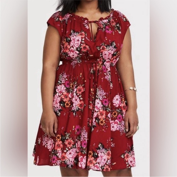 torrid | Dresses | Torrid Red Floral Mini Dress | Poshmark